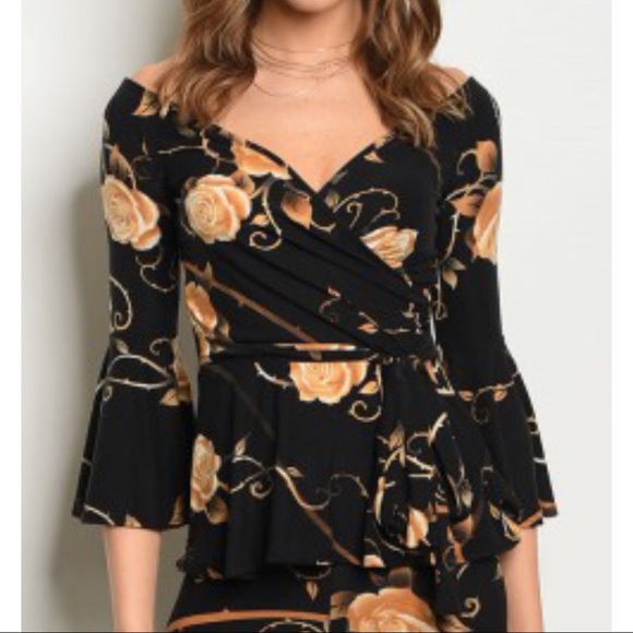Tops | Sales Off The Shoulder Rose Print Top | Poshmark